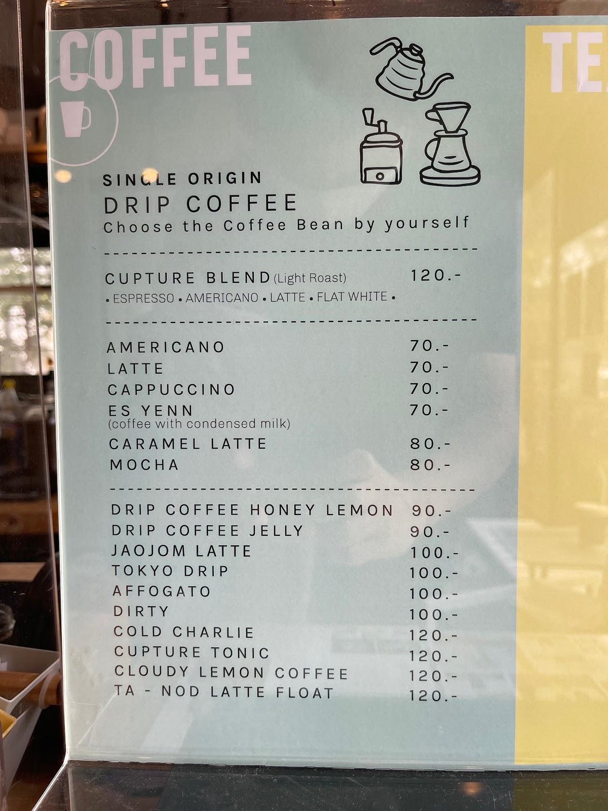 Menu at Gallery Drip Coffee Hua Hin cafe, Hua Hin