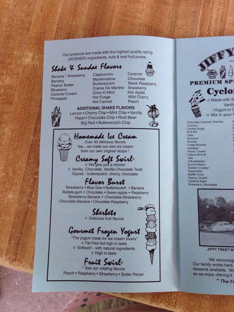 Carta del restaurante Jiffy Treet Homemade Ice Cream, Bloomington, 223 ...
