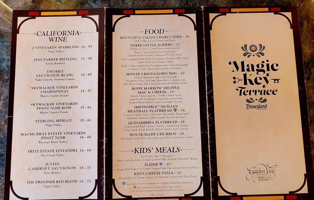 Carta del pub y bar Magic Key Terrace, Anaheim