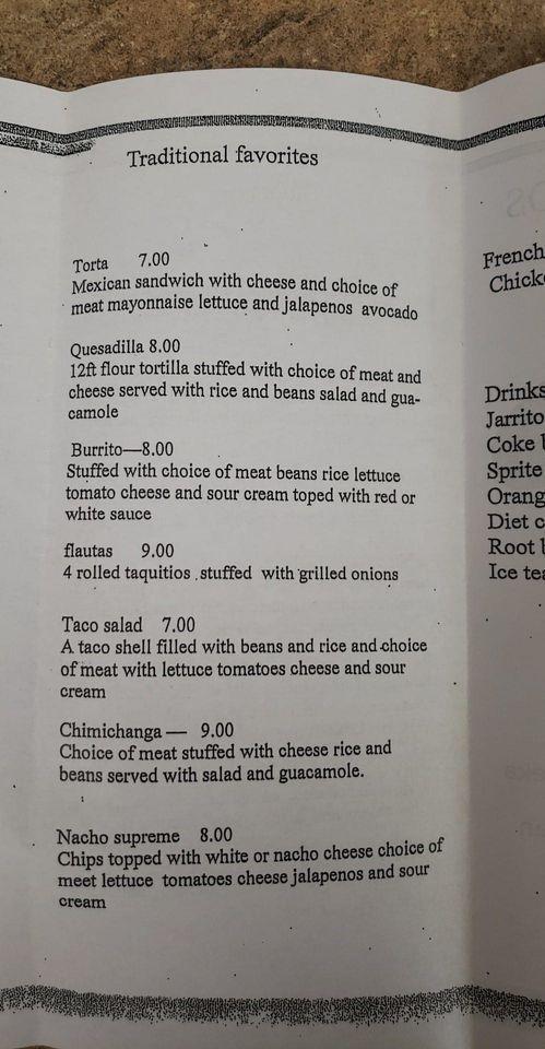 Menu at RIGOS TACOS restaurant, Watseka