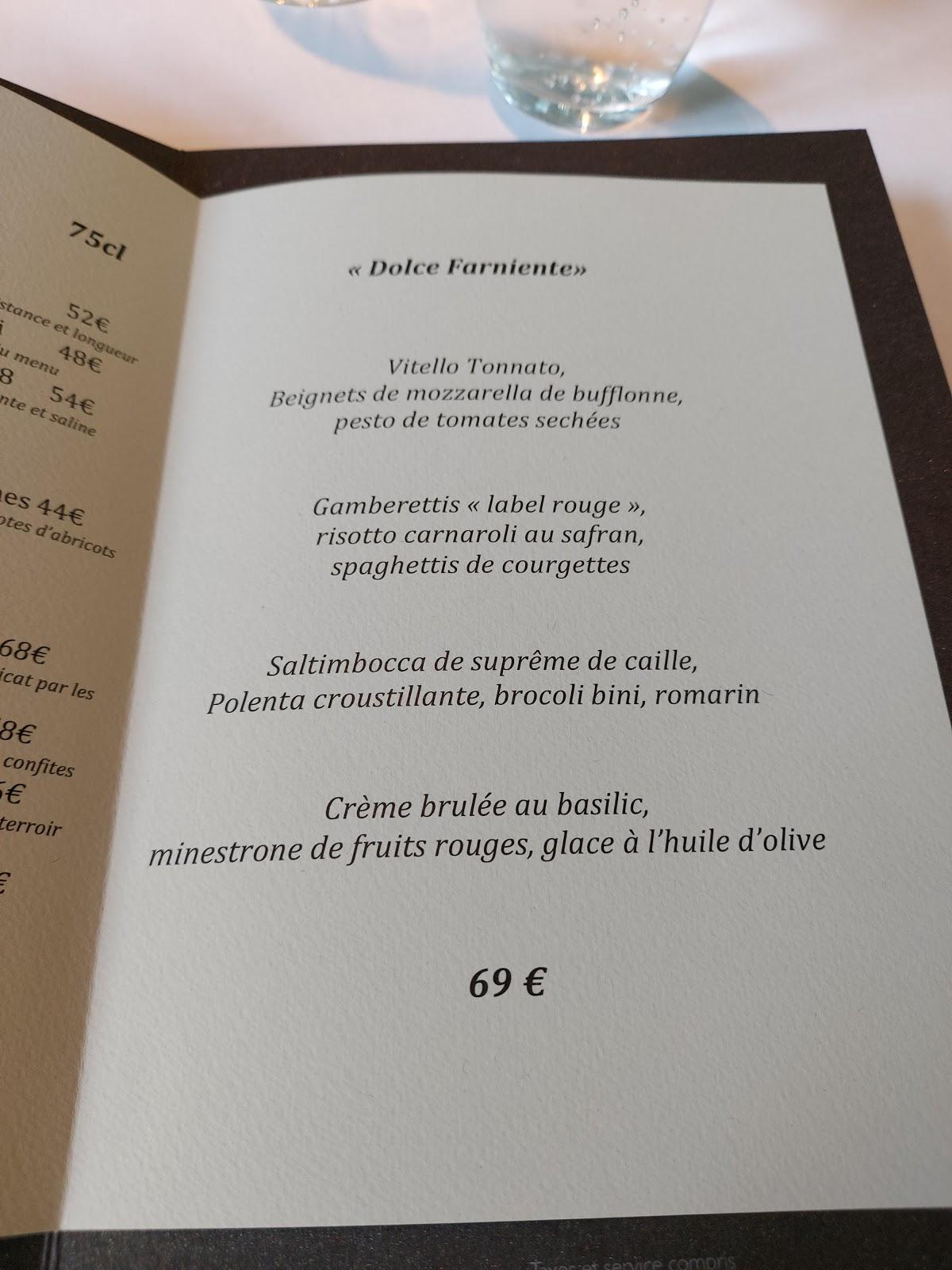 Menu at Restaurant Il Cortile Étoilé Michelin, Mulhouse