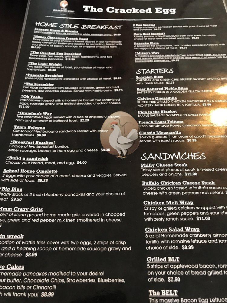 Menu at The Cracked Egg restaurant, Port Royal, Paris Ave