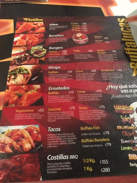 Carta del restaurante Buffalucas, Mexicali, Blvd. Benito Juárez 1848 ...