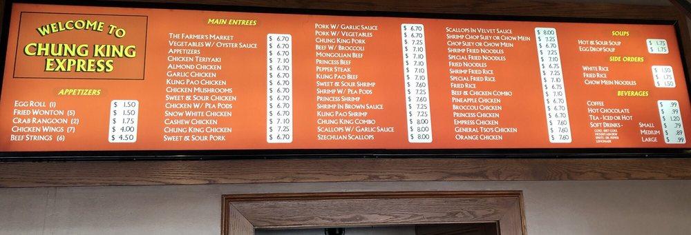 Menu at Chung King Express Gourmet Chinese Food restaurant, Fort Wayne