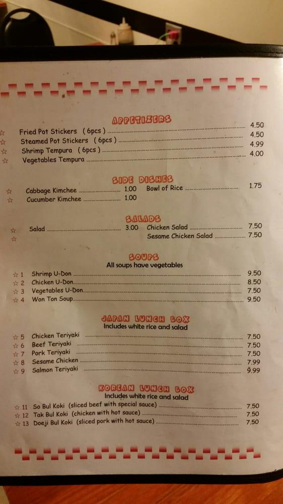 Menu at Kang San restaurant, Box Elder