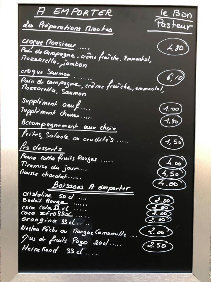 Menu au Café le bon pasteur, Nantes