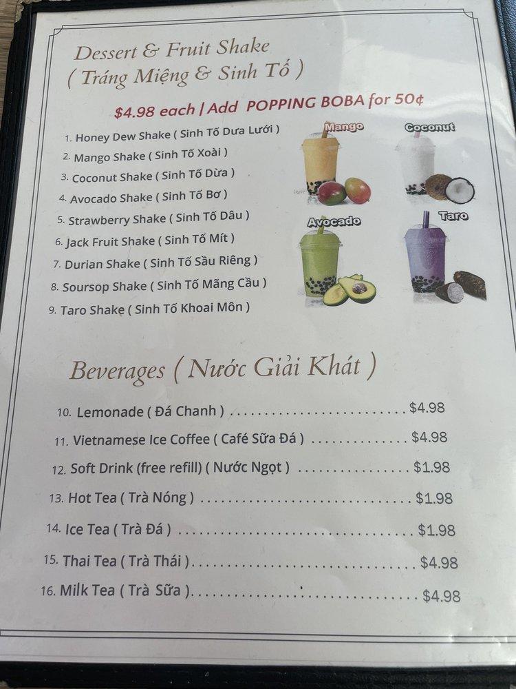 Menu at Pho King Eggroll II LLC restaurant, Goodyear