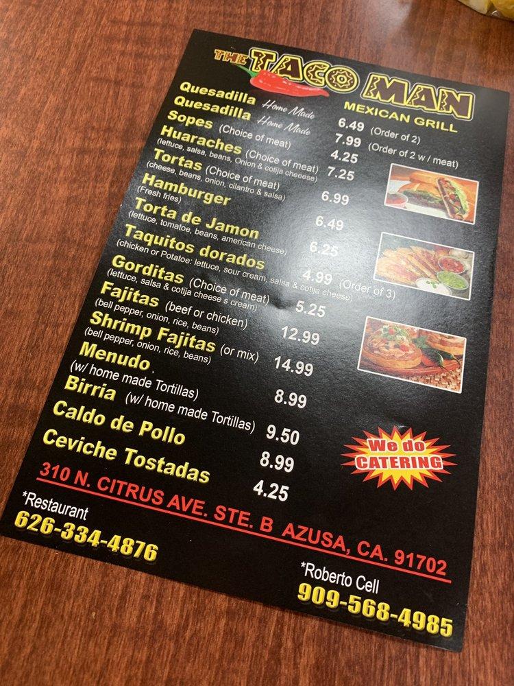 Menu at The Taco Man Mexican Grill restaurant, Azusa