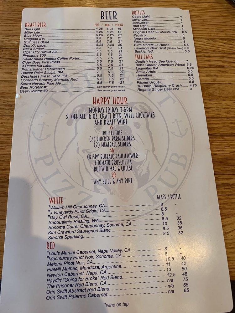 Menu at Trident Pizza Pub, Tucson