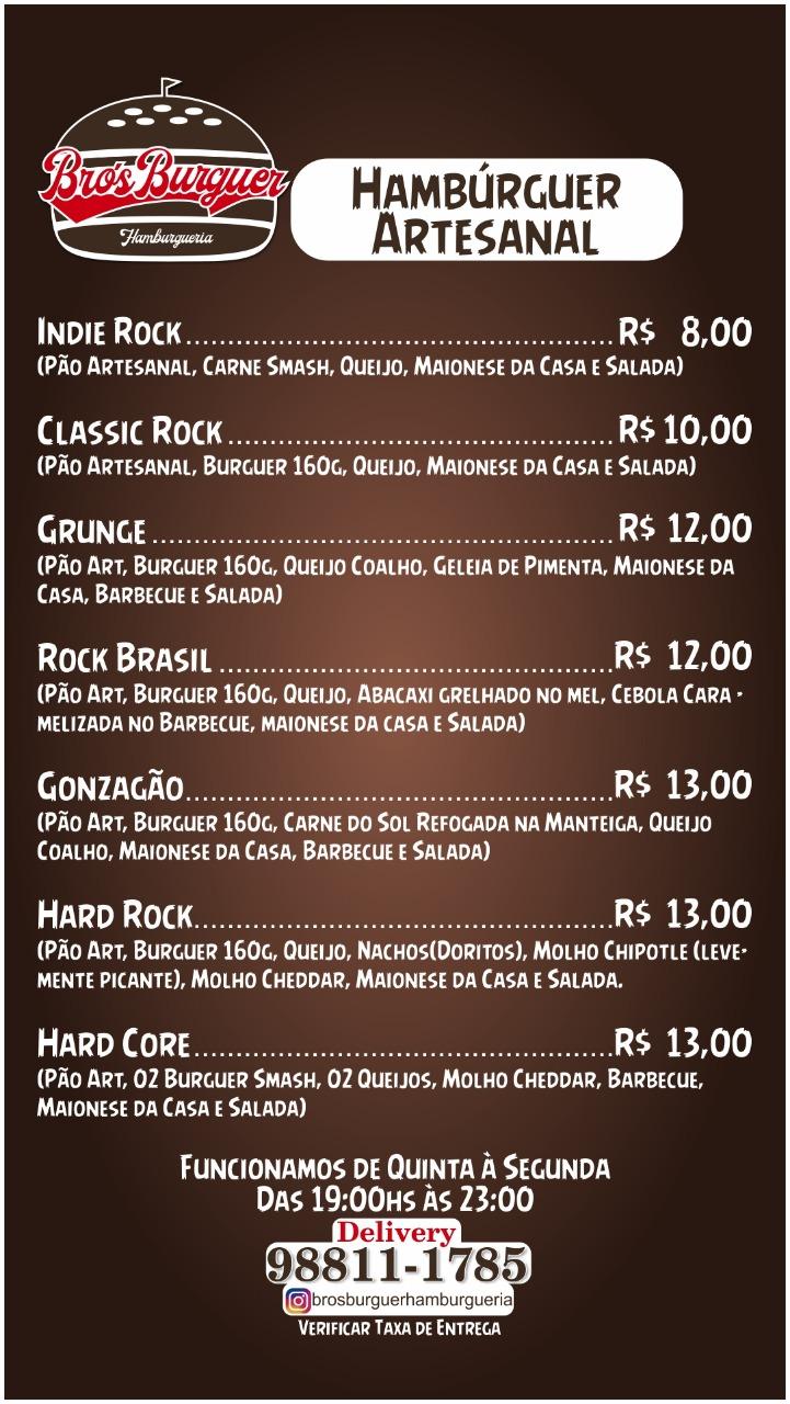 Menu em Bro's Burguer restaurante, Fortaleza