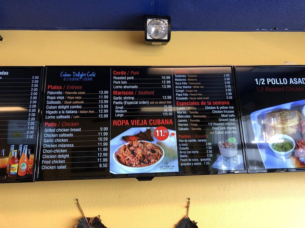 Menu at Cuban Delights Cafe, Lakeland