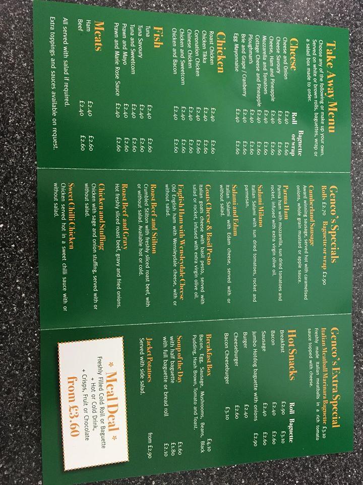Menu at Gencos fast food, Carlisle