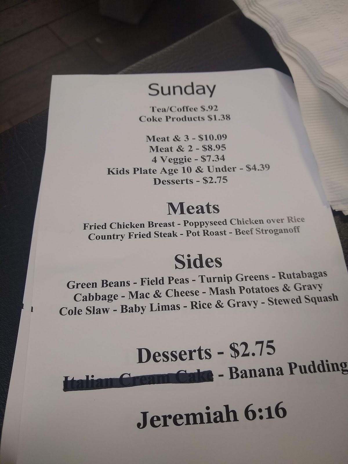 Menu at Must Stop Cafe, Wetumpka