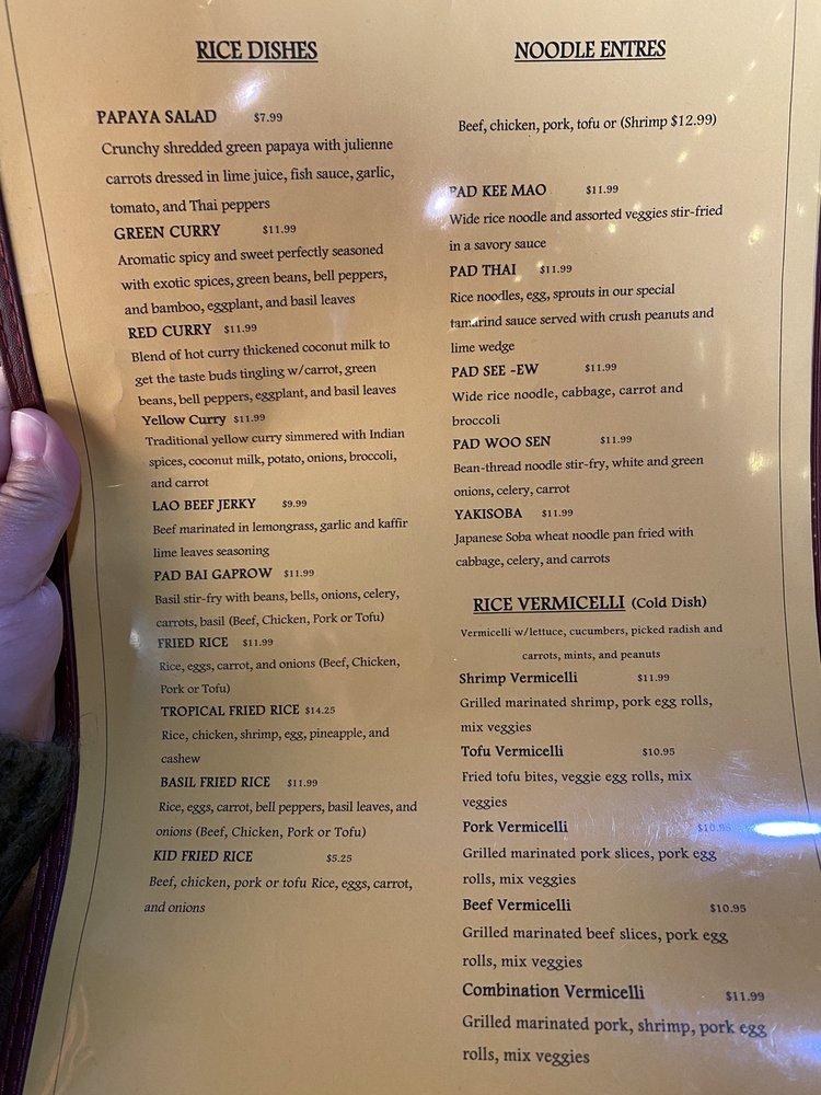 Menu at Pho Real restaurant, Indianapolis