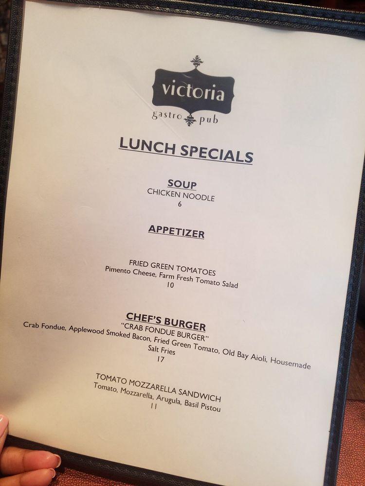 Menu at Victoria Gastro Pub, Columbia, Snowden River Pkwy Ste D