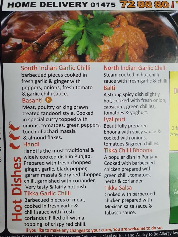 Menu at Sizzlers fast food, Greenock