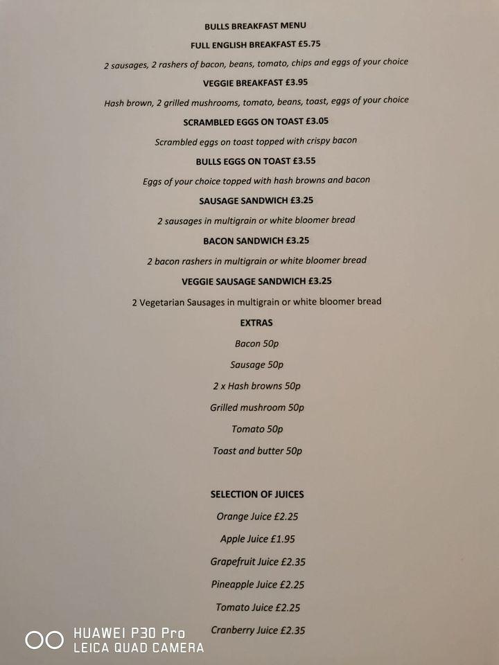 Menu at Bull Inn pub & bar, Goring