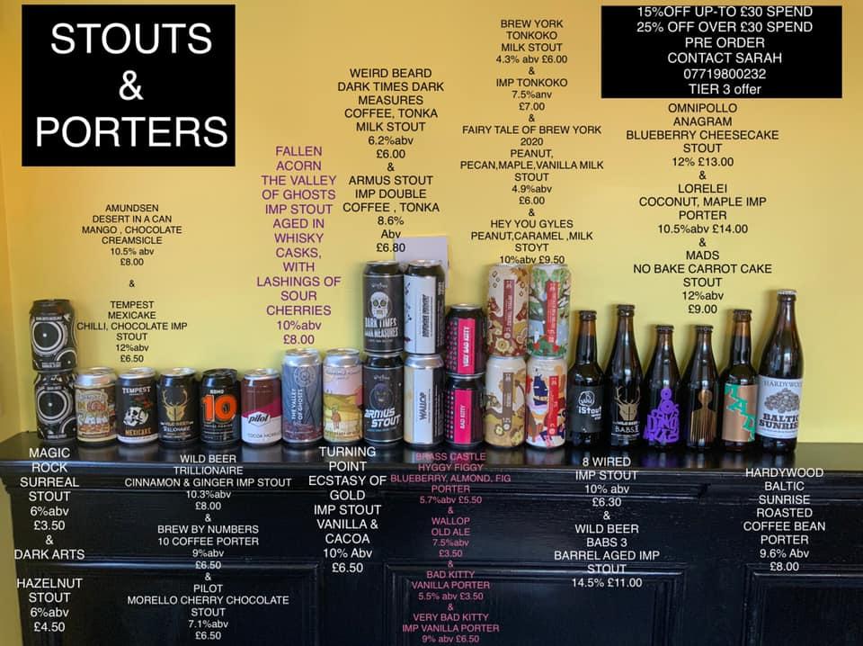 Menu at Chequers Micropub, Beverley
