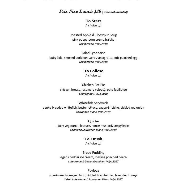 Menu at North 42 Degrees Estate Winery & Bistro 42 restaurant, Amherstburg
