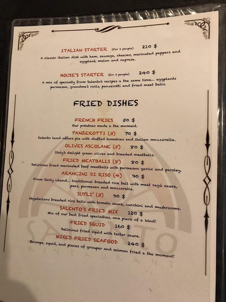 Menu at Salento pub & bar, Playa del Carmen