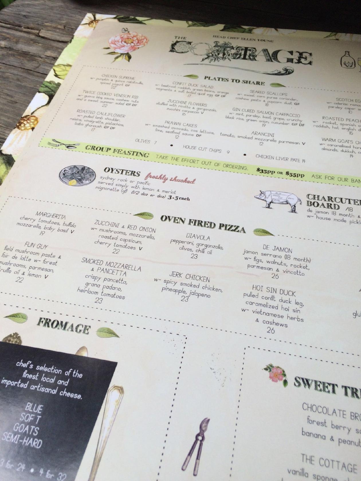 Menu at The Cottage Balmain pub & bar, Balmain