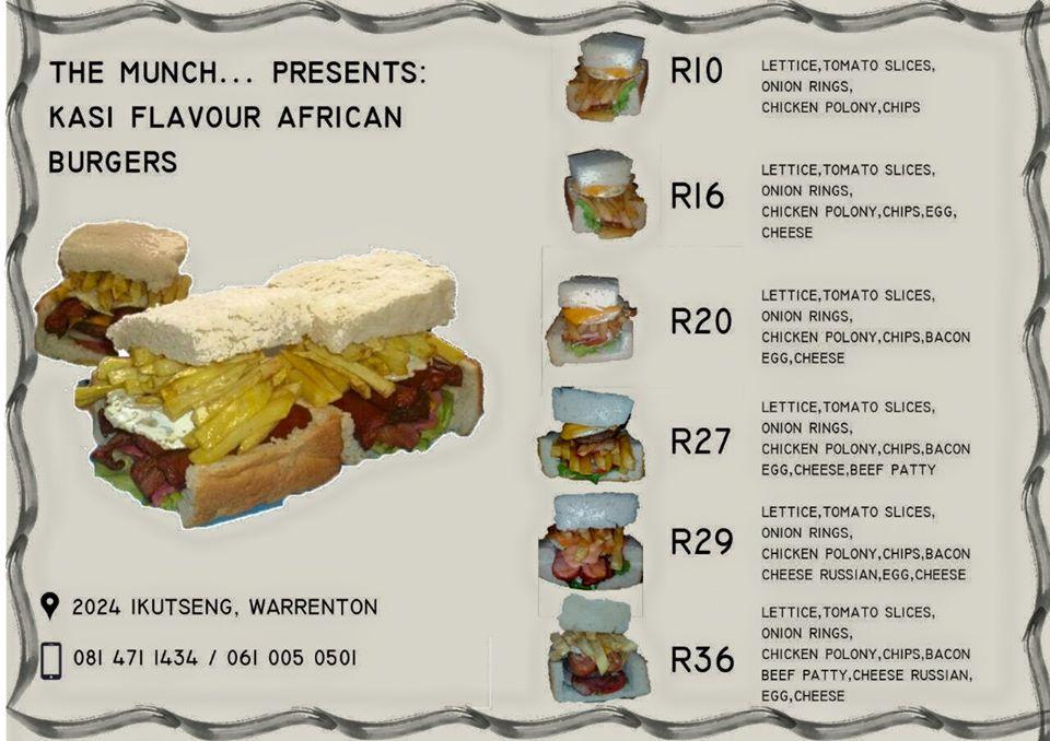 Menu at The Munch restaurant, Warrenton