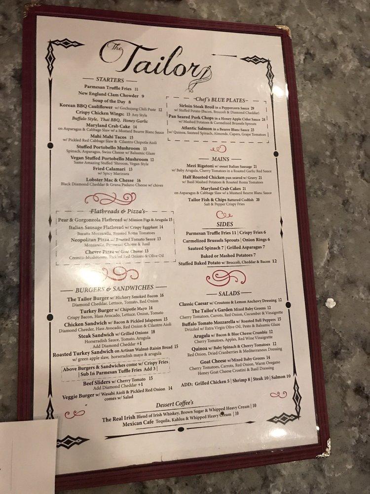 Carta de The Tailor Public House, West New York