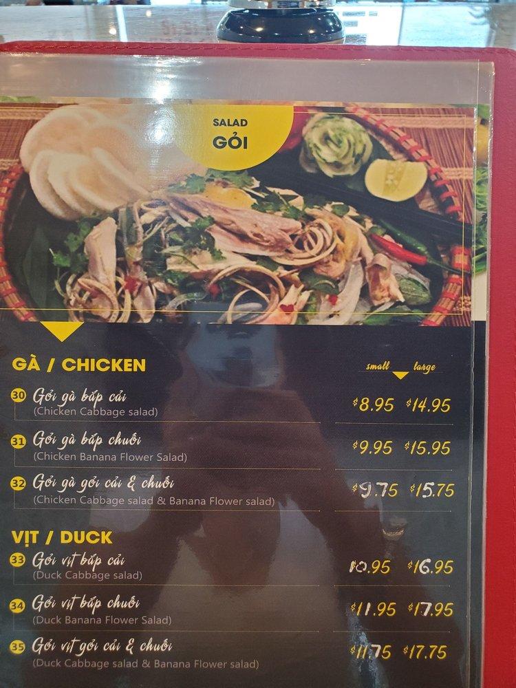 Menu at Cơm Gà Thượng Hải restaurant, Houston