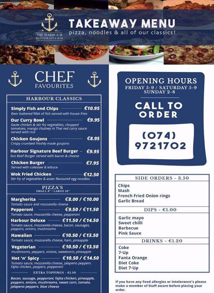 Menu at The Harbour Restaurant & Bar, Killybegs