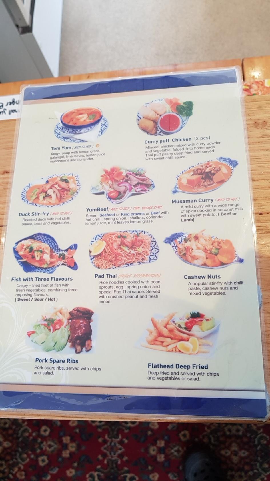 Menu at Little Thai House restaurant, Koroit
