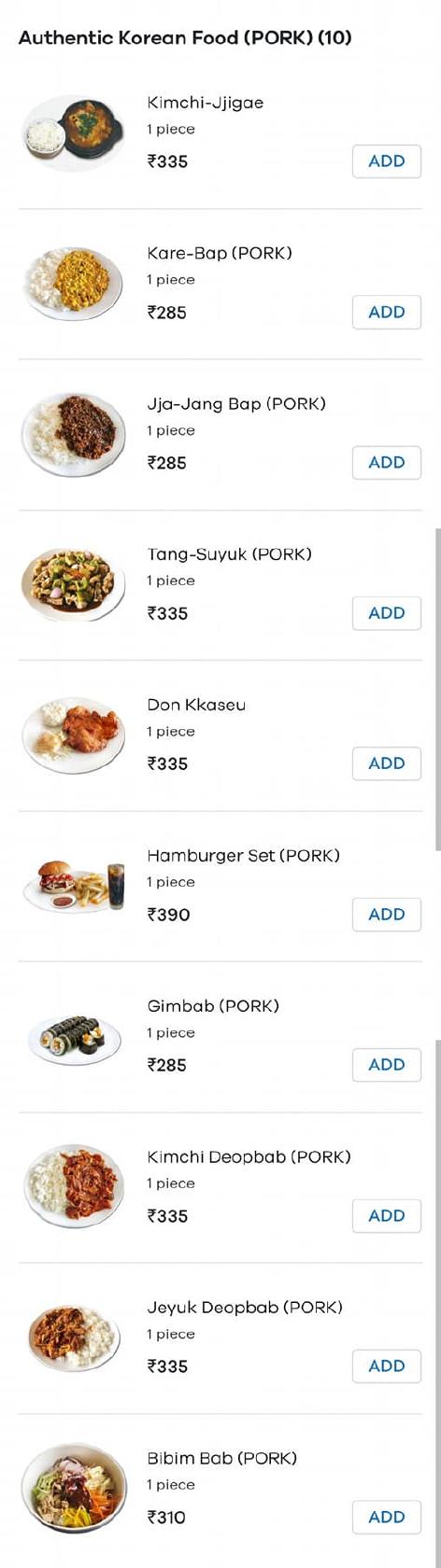Menu at Arirang Korean Restaurant, Siliguri