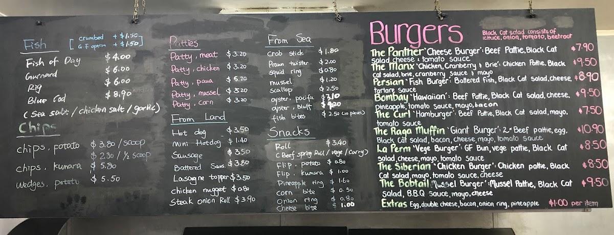 Menu at Black Cat Takeaways Nelson fast food, Nelson