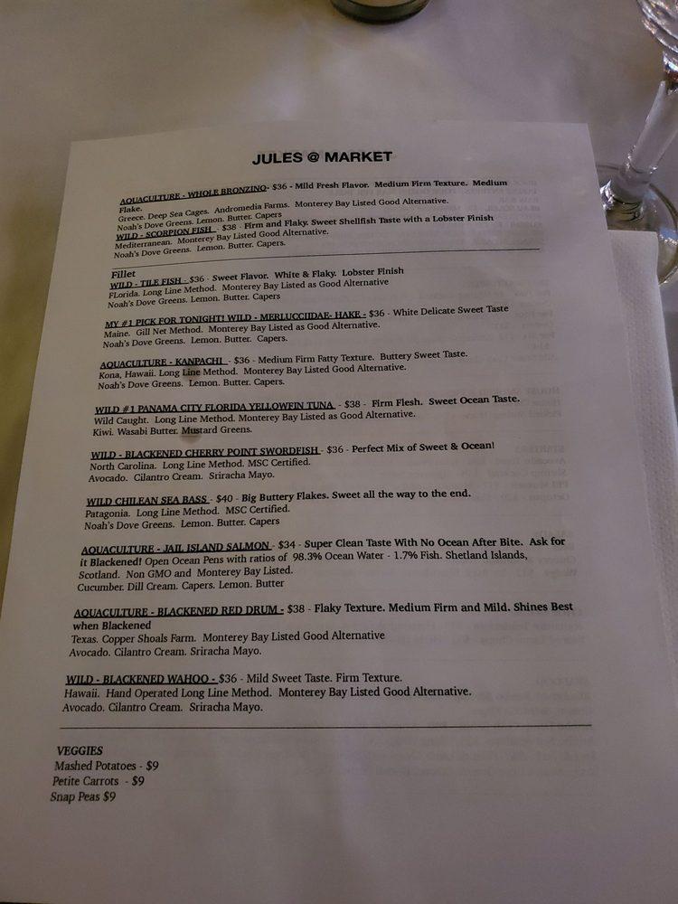 Menu at Jules@Market restaurant, Bristol