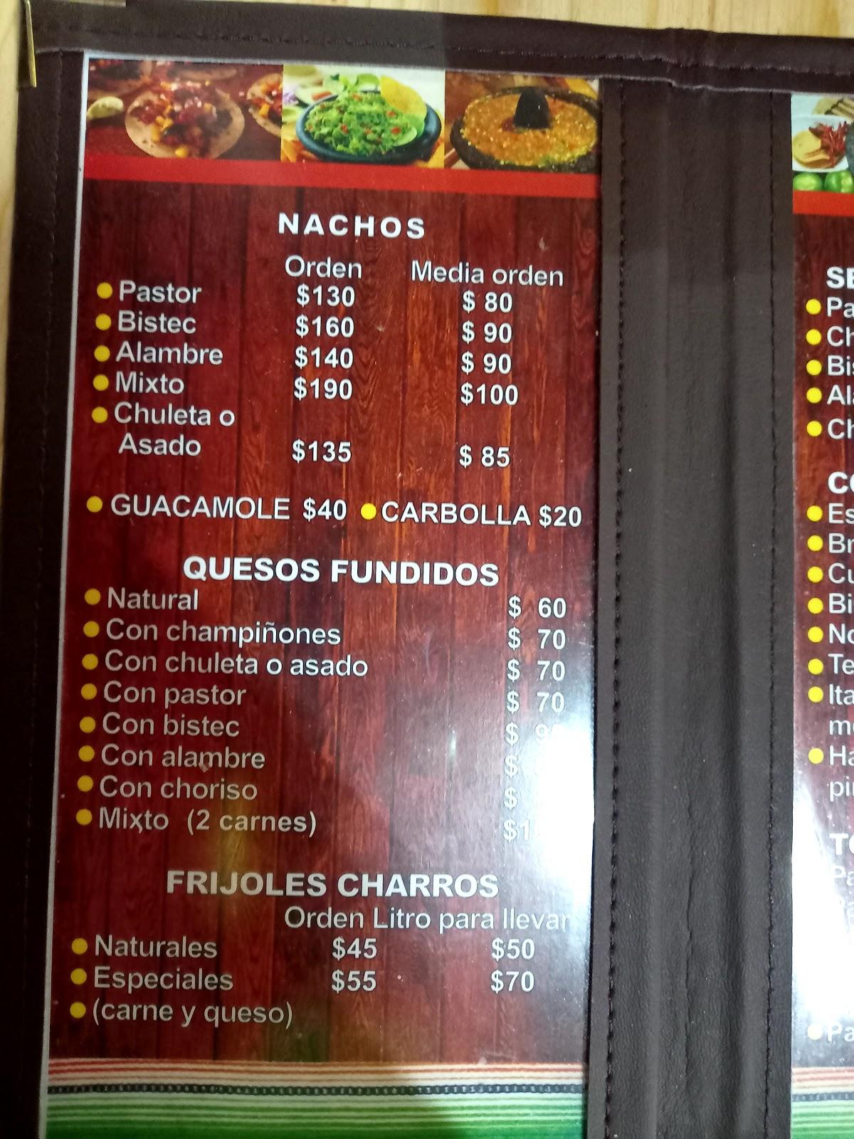Menu at Taqueria El Rinconcito restaurant, Merida
