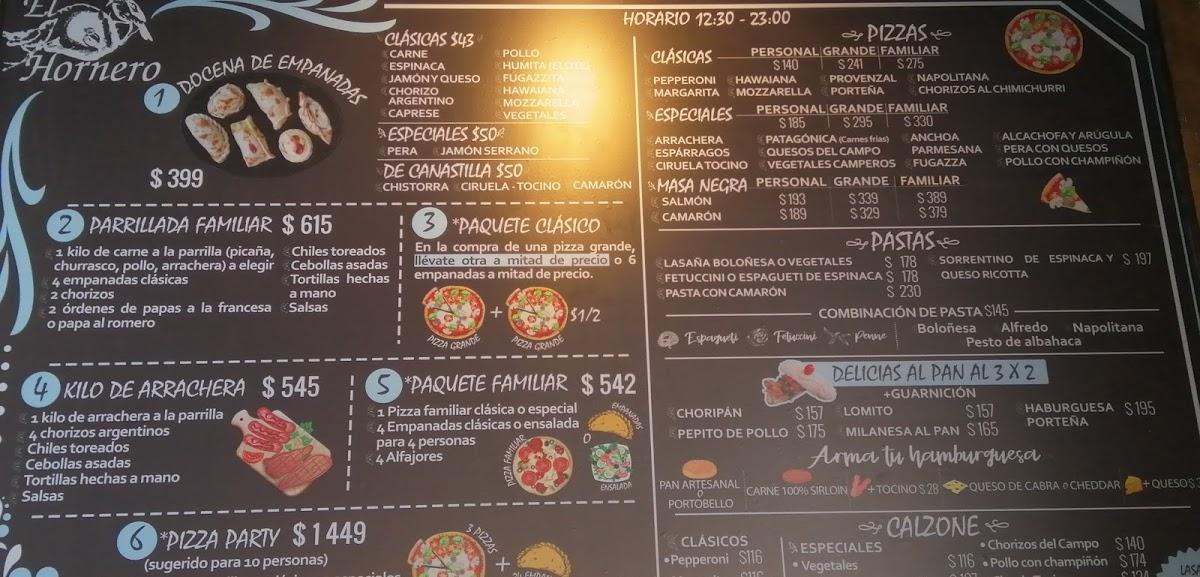 Menu at El hornero zibata restaurant, Mexico