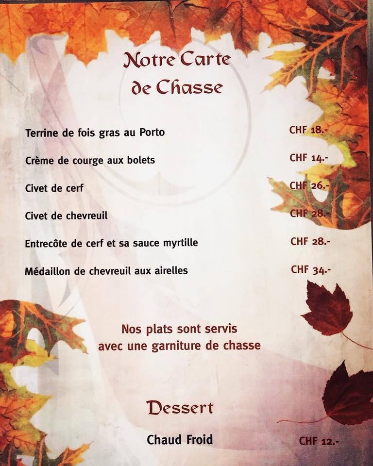 Menu da Restaurant Sinbad, Sion