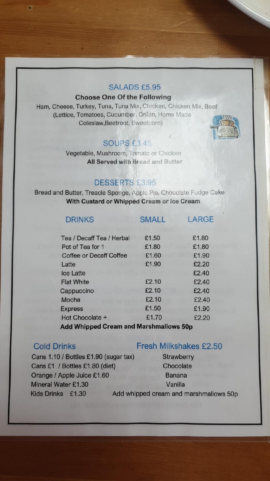 Menu at Silver Street Cafe, Leicester