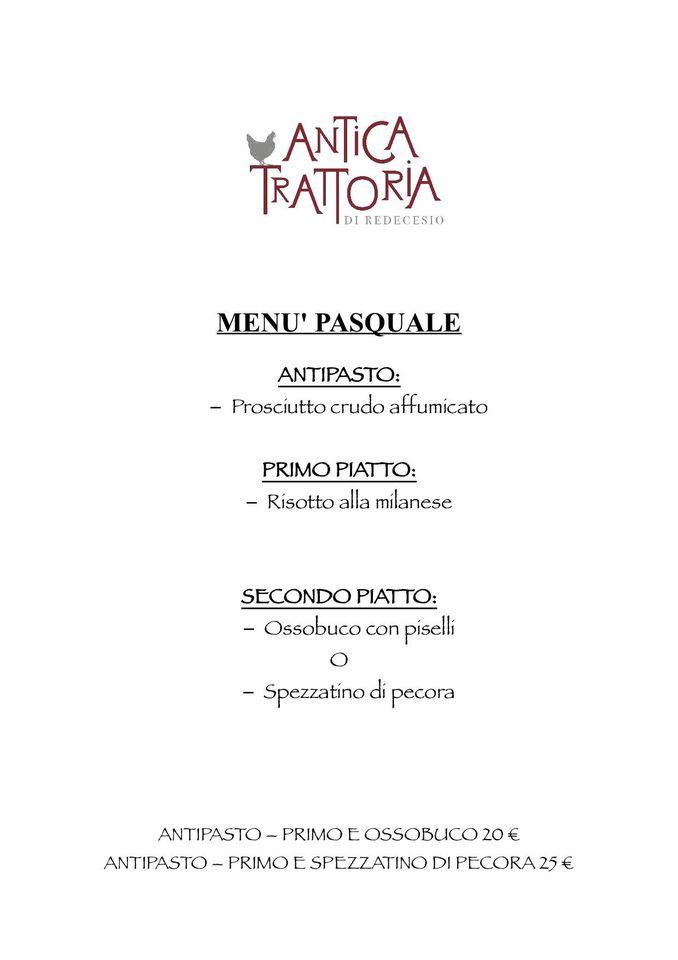 Menu da Antica Trattoria di Redecesio ristorante, Segrate, Via Trento