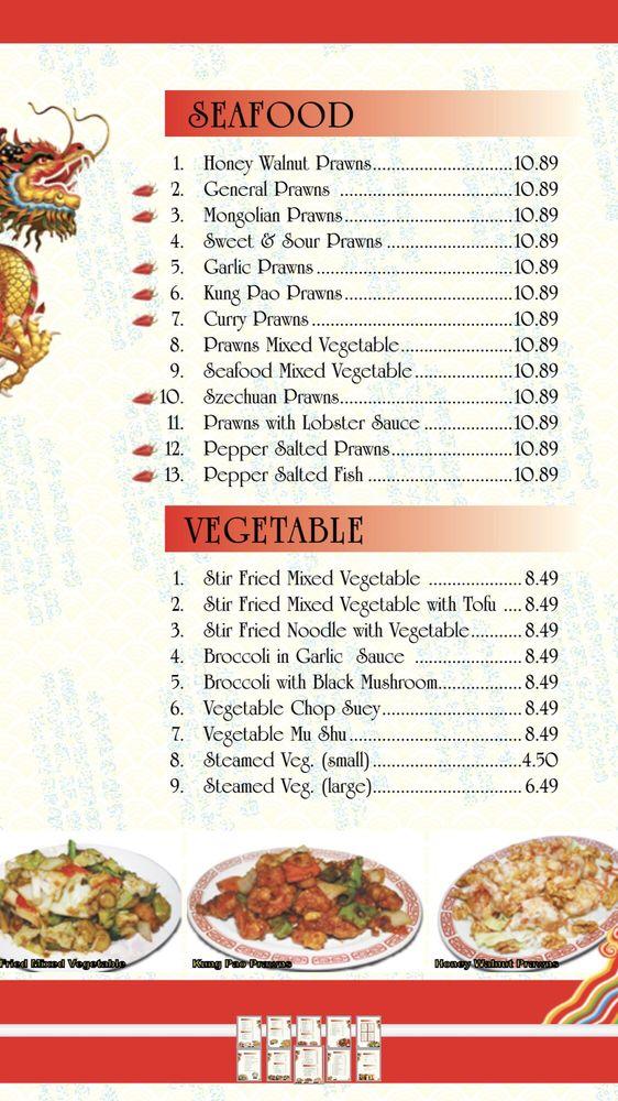 Menu at Golden Chopstix restaurant, Riverbank