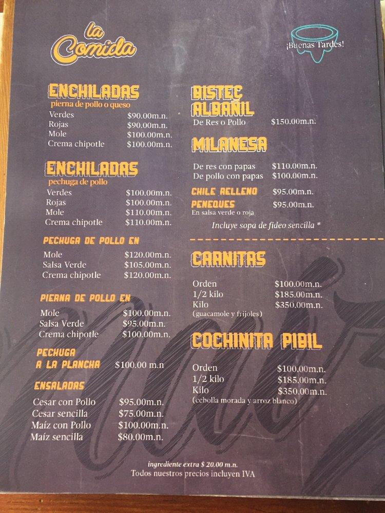 Menu at Maíz Restaurante, Tijuana