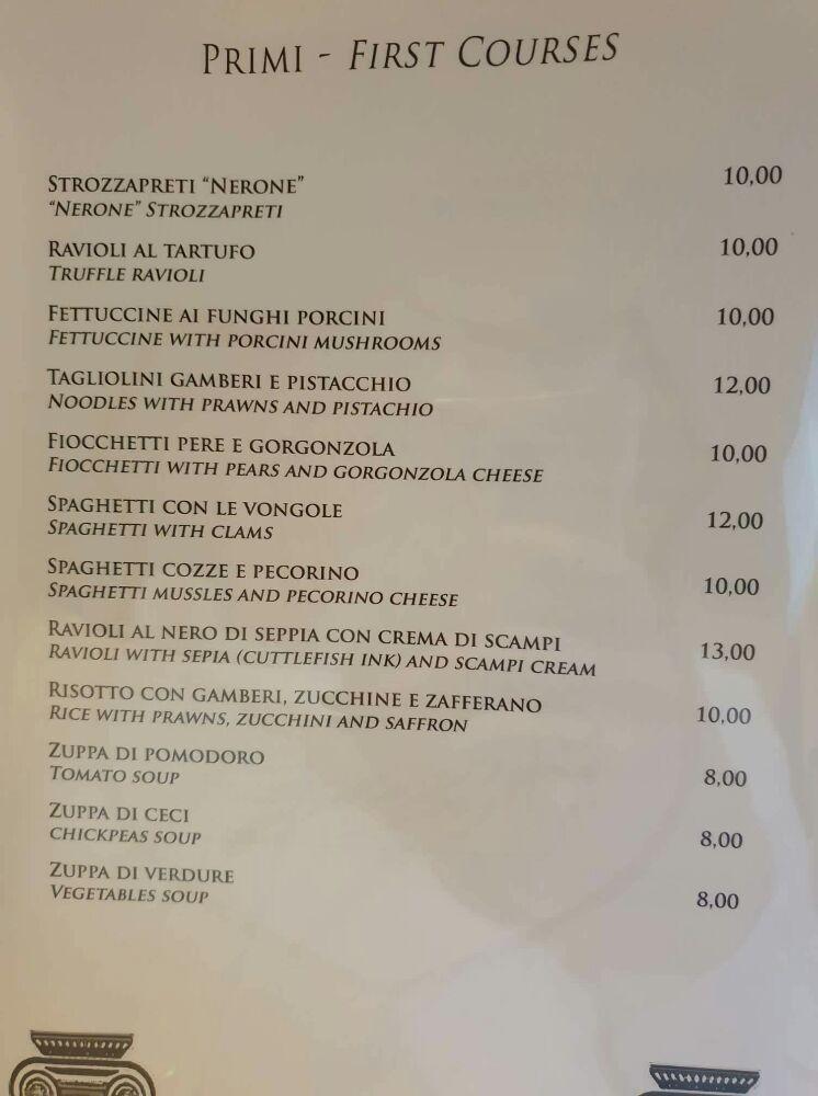 Menu at Osteria da Nerone desserts, Bracciano