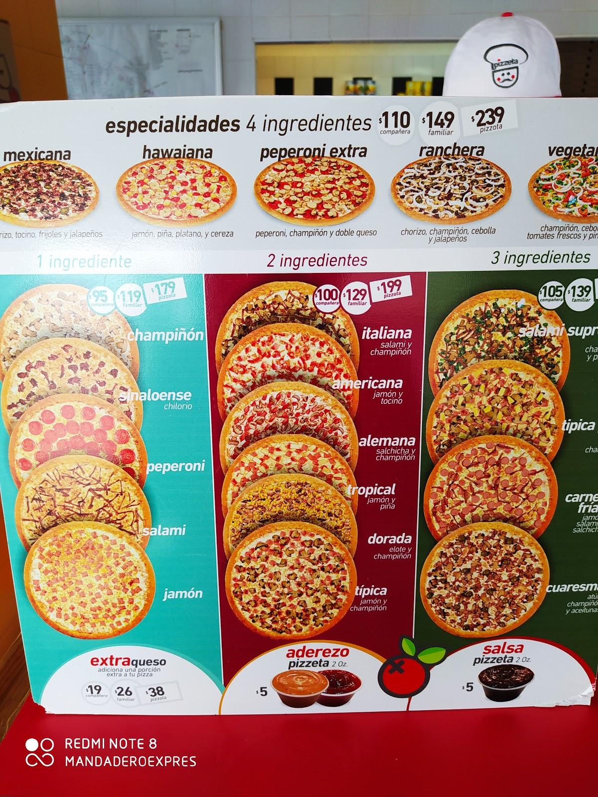 Menu at Pizzeta Pizza restaurant, Guamúchil