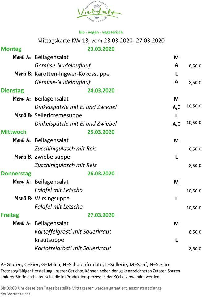 Speisekarte von Café Vielfalt cafe, Hallwang bei Salzburg