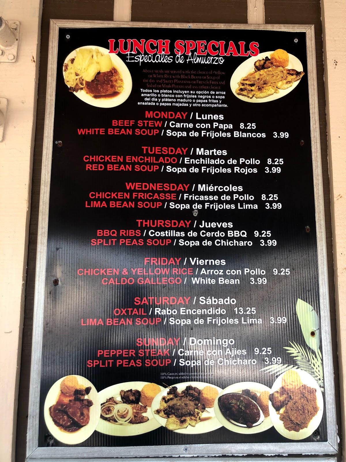Carta de El Siboney Restaurant ( Stock Island), Cayo Hueso