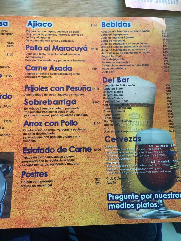 Carta de Macondo Restaurante De Comida Colombiana, Ciudad de México ...