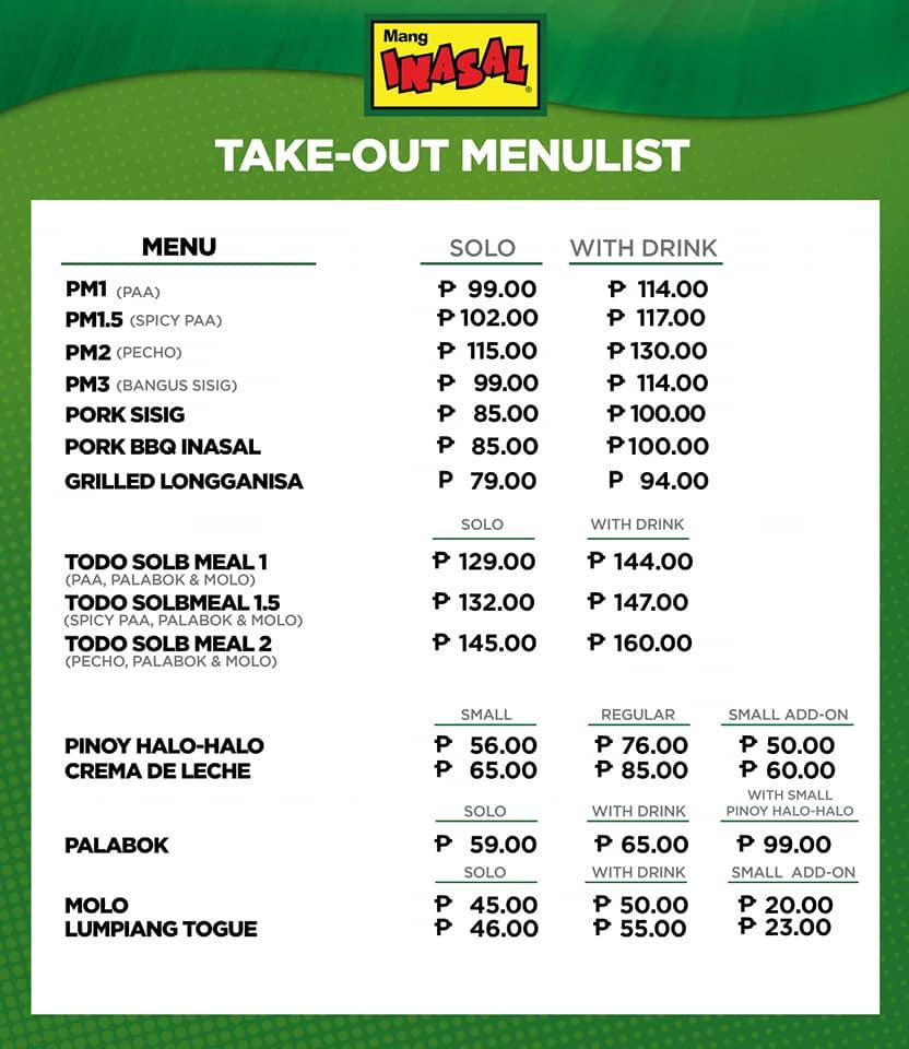 Menu at Mang Inasal - Kawit Lokal Mall restaurant, Kawit