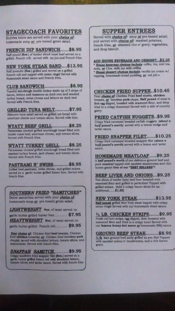 Menu at Stagecoach Restaurant, Sacramento, Florin Rd