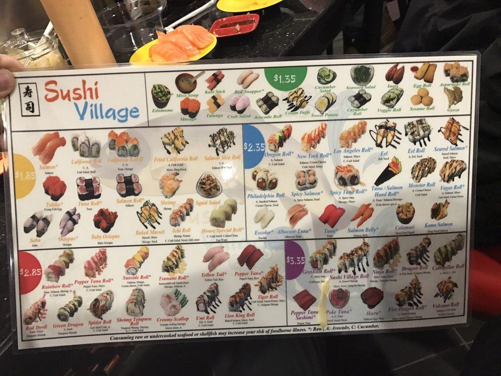 Menu at Sushi Village restaurant, Portland, NE 181st Ave