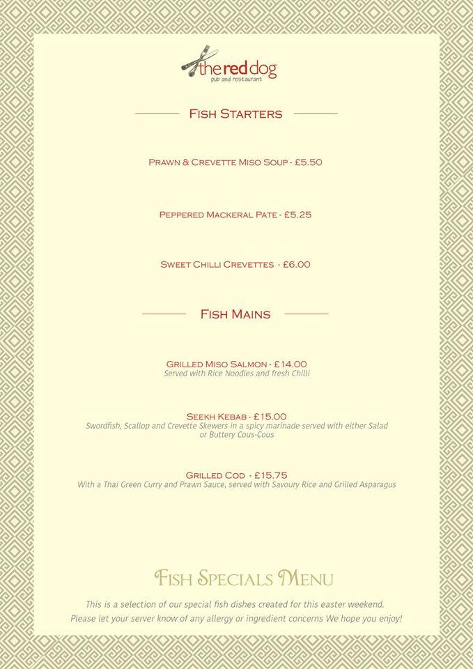 Menu at The Red Dog pub & bar, Rochester
