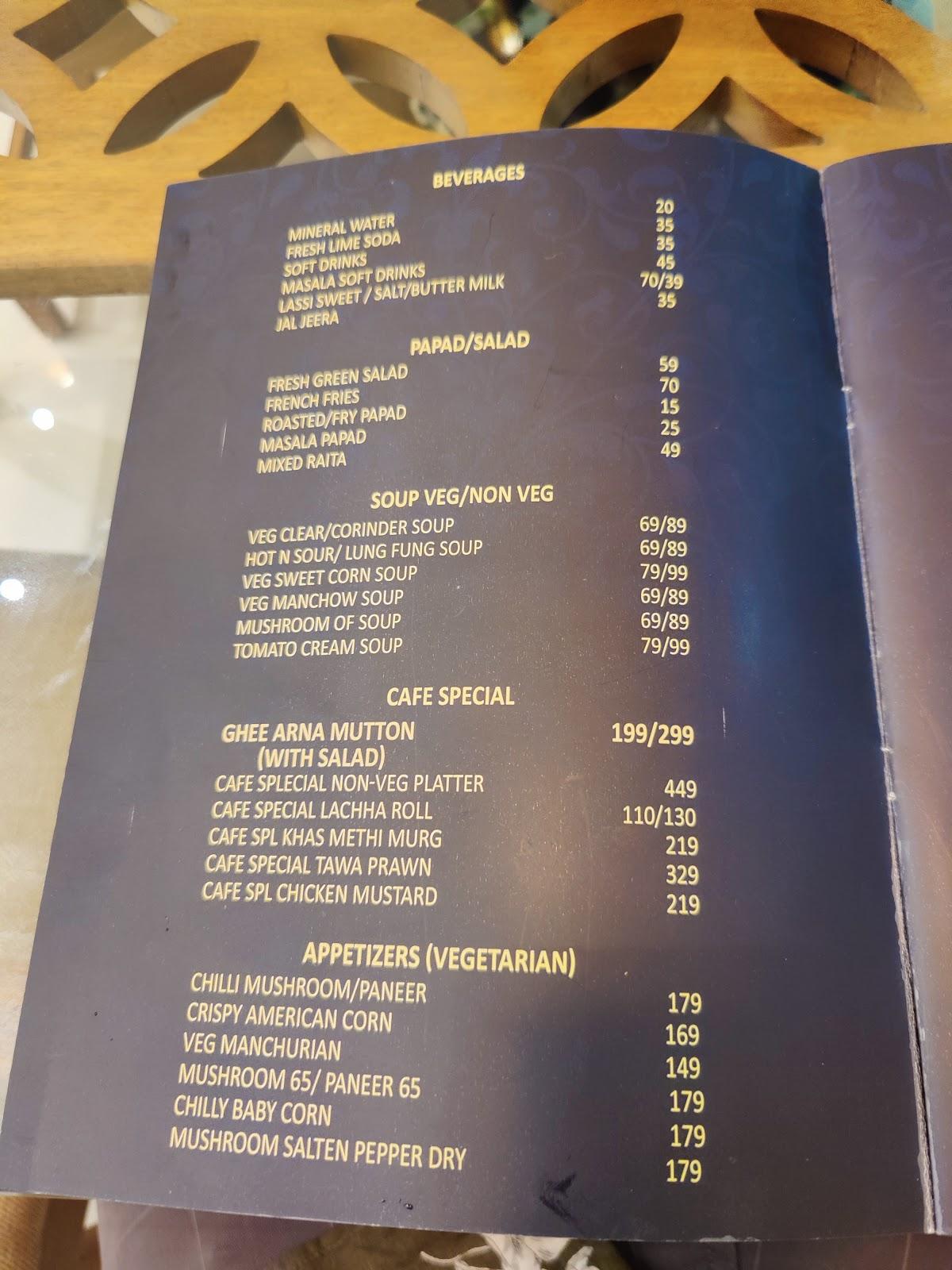 Menu at Biryani cafe, Puri